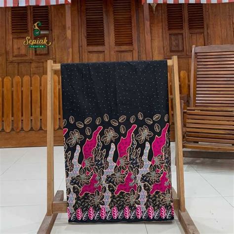 Jual Sepiak Belitong Kain Batik Cetak Motif Daun Simpor Series Hitam