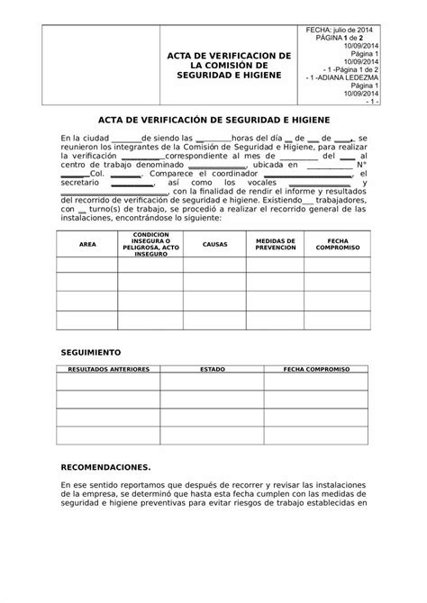 PDF Formato De Acta De Verificacion De La CSH DOKUMEN TIPS