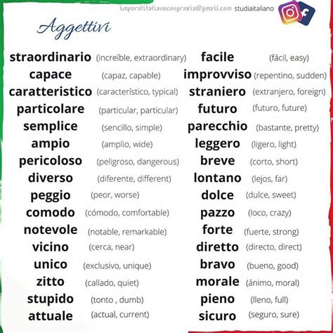Impara Litaliano On Instagram Ecco Alcuni Aggettivi Pi