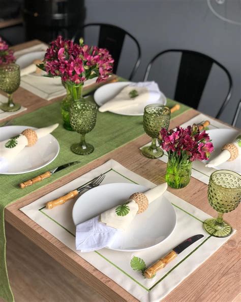 Decora O De Mesa Verde Green Tableware Mesa Posta Mesa Ideias