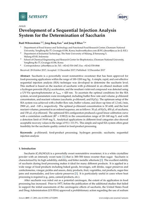 pdf development of a sequential injection analysis system for the determination of saccharin