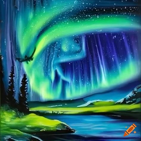 Acrylic Painting Of Mesmerizing Northern Lights