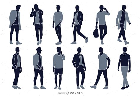 Baixar Vetor De Coleção De Silhuetas De Moda Masculina