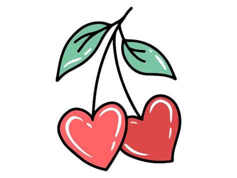 Cerezas en forma de corazón Vector Premium