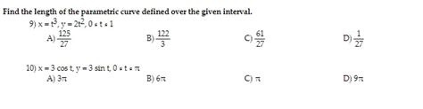 solved find the length of the parametric curve defined over