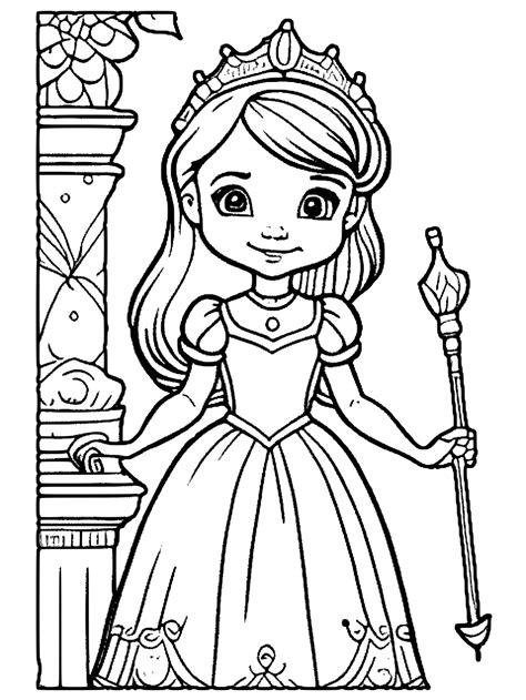 Página para colorear princesas Creative Fabrica