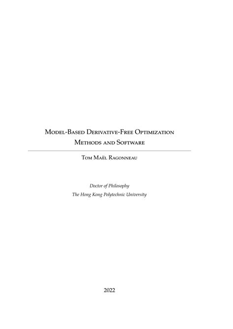 pdf model based derivative free optimization methods and software