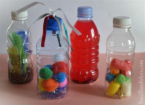 Fabriquer des bouteilles sensorielles pour bébé DIY Montessori
