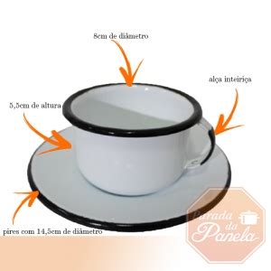 Xícara Pires Esmaltado Capacidade de 180ml