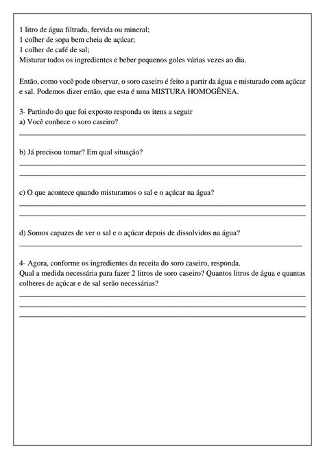 Atividades Sobre Misturas Homog Neas E Heterog Neas O Ano Gabarito