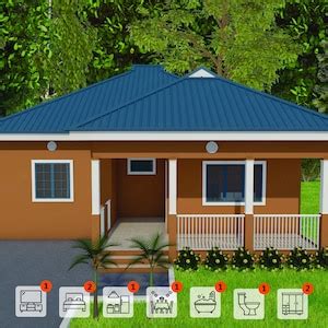 Modern House Plan 2 Bedroom Single Story House Open Concept Home