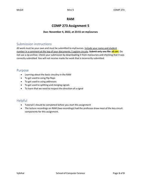 a5 fall2022 v2 a5 assignment mcgill mini 5 comp 273 vybihal school of computer science page