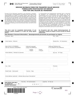Fillable Online Tpsgc Pwgsc Gc SERVICE BUYBACK FORM FOR TRANSFER VALUE