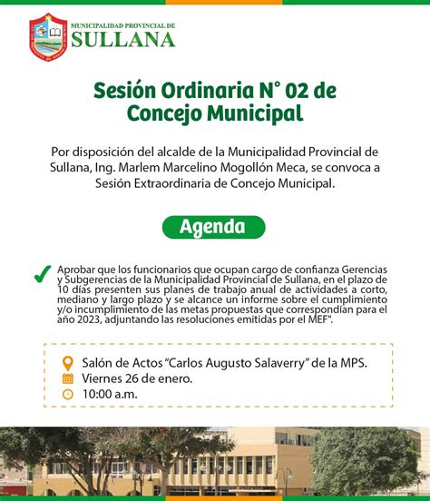 Convocatoria a Sesión Ordinaria Campañas Municipalidad Provincial