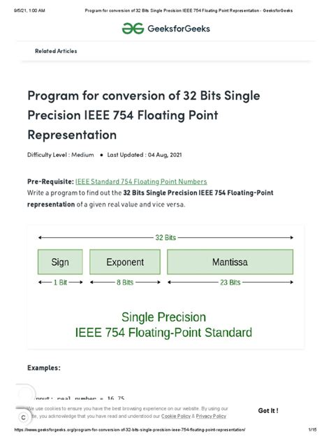 program for conversion of 32 bits single precision ieee 754 floating point representation pdf