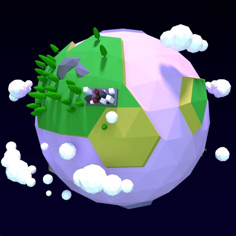 Tecknad Low Poly Earth Planet D Modell D Modell Ds Blend Dae