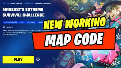 NEW 100 WORKING Mr Beast Extreme Survival Challenge MAP CODE Fortnite