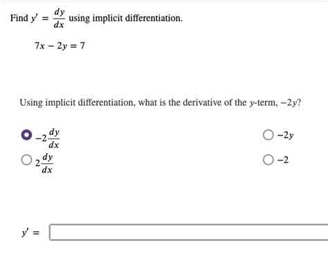Solved Find Y Dydx Using Implicit Chegg