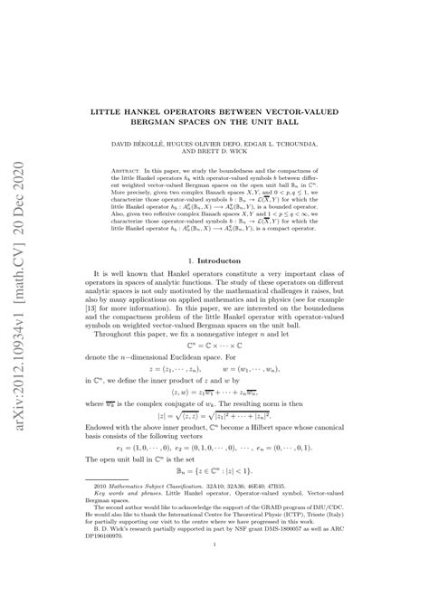 pdf little hankel operators between vector valued bergman spaces on the unit ball