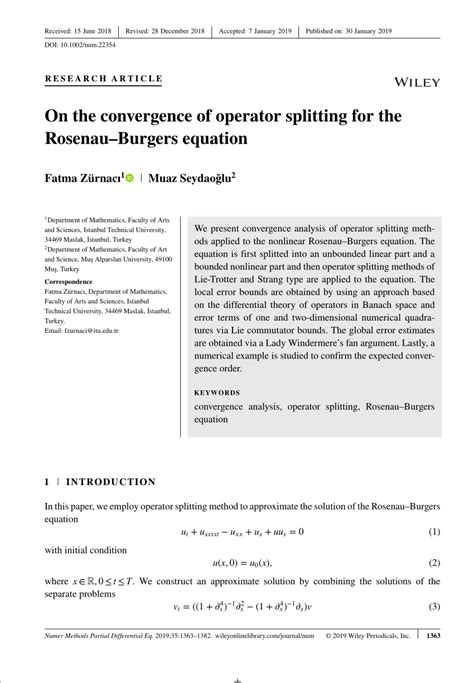 on the convergence of operator splitting for the rosenau burgers equation request pdf