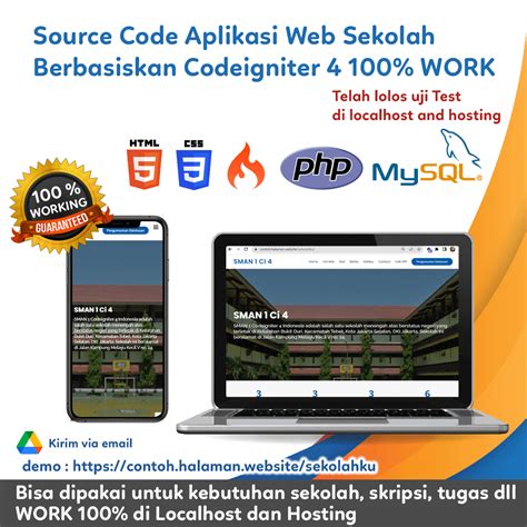 Jual Source Code Aplikasi Web Sekolah Berbasiskan Codeigniter 4 100