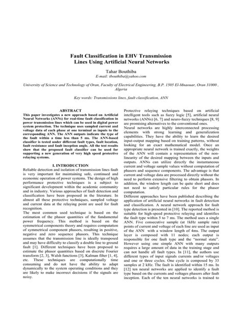 fault classification in ehv transmission lines using artificial