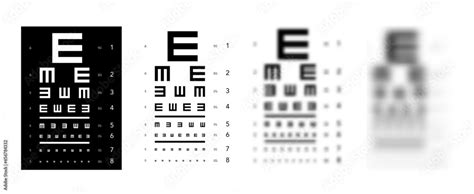 Set Of E Chart Eye Test Chart Tumbling Medical Illustration Line