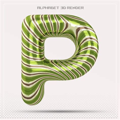 Letra verde P fonte Alfabeto renderização 3d PSD Premium
