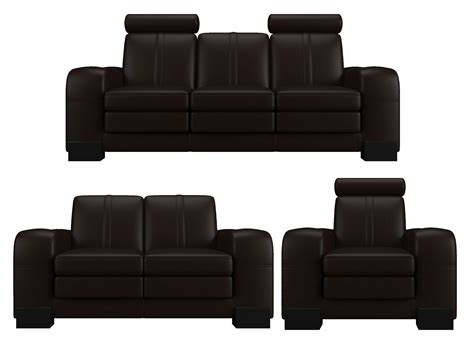 Ensemble canapé 3 2 1 places cuir marron HAVANE DIP
