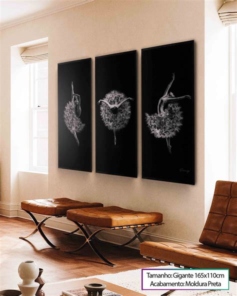 Quadro Bailarinas Suaves Três Peças QuadrosDecorativos