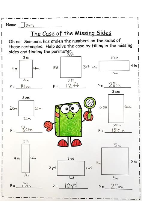 Area Perimeter Worksheet 3rd Grade