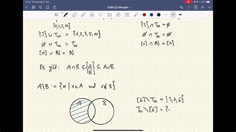 Grundlagen Mathematik 02 05 Vereinigung Schnitt Komplement