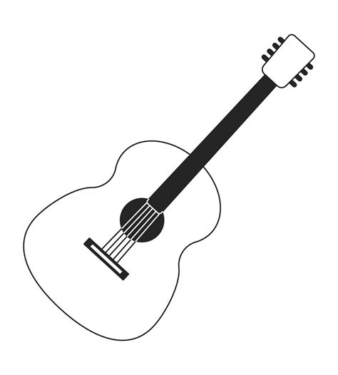 acústico guitarra plano monocromo aislado vector objeto cuerda musical