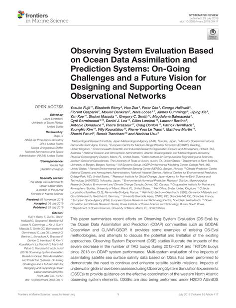 pdf observing system evaluation based on ocean data assimilation and prediction systems on