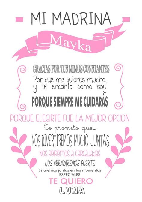 Resultado De Imagen Para Laminas Para Madrinas Frases Para Madrinas