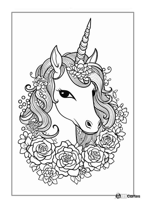 Belle Licorne parée d un Collier de Fleurs Dessin à imprimer Gratuit