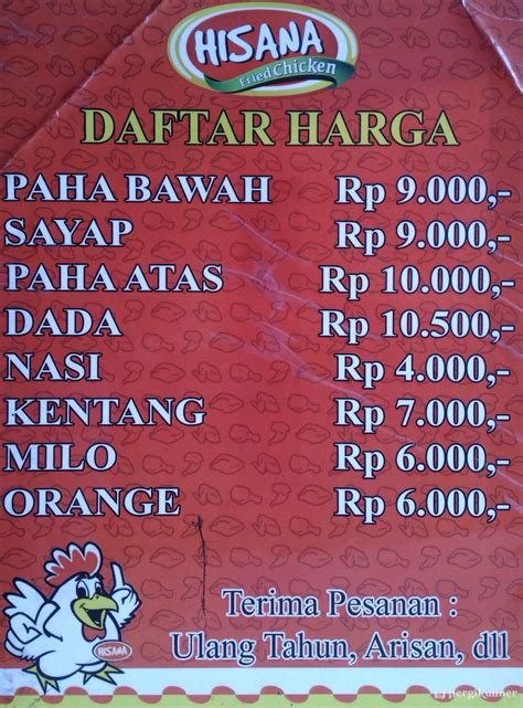 Selalu Diperbarui Menu Hisana Fried Chicken Kemayoran