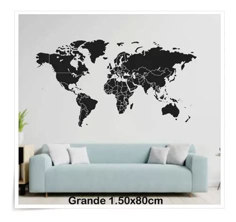 Vinilo Decorativo Mapa Mapamundi Político Grande Pines