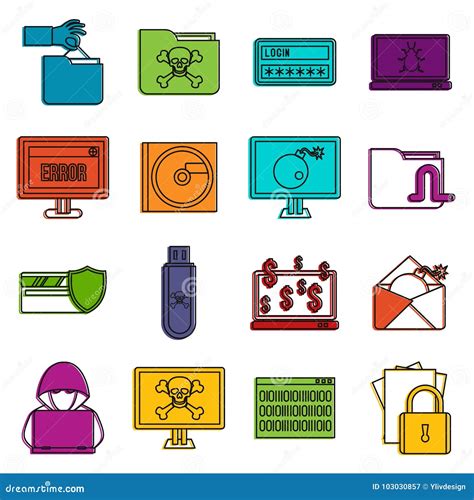Sistema Del Garabato De Los Iconos De La Actividad Criminal Ilustración