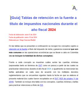 Tablas de retención en la fuente a título de impuestos nacionales