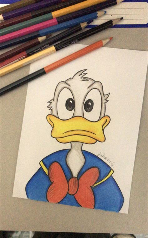 A Drawing Of A Cartoon Duck With A Bow Tie