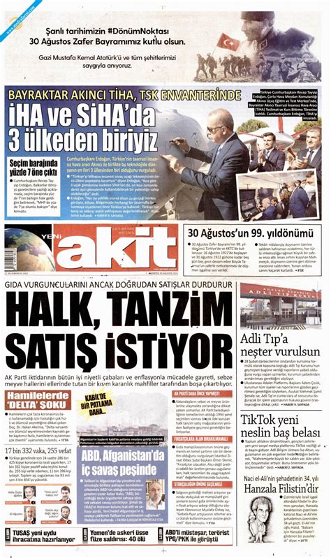 Yeni Akit Gazetesi A Ustos Pazartesi