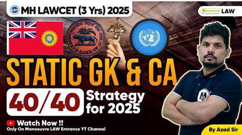 MH LAW CET 3 Yrs 2025 Static GK Current Affair Preparation