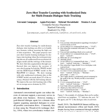 zero shot transfer learning with synthesized data for multi domain dialogue state tracking acl