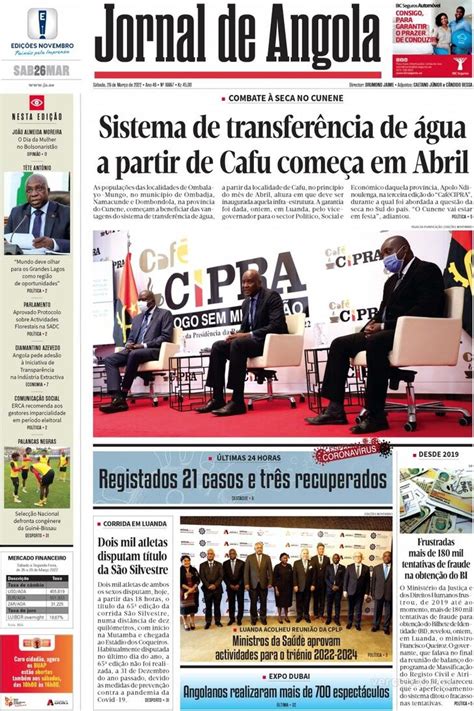 Capa Jornal De Angola De 2022 03 26