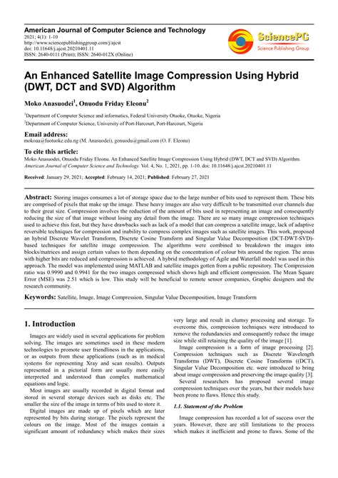 pdf an enhanced satellite image compression using hybrid dwt dct and svd algorithm