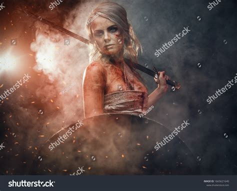Fantasy Woman Warrior Wearing Rag Cloth Stock Photo 1665621640
