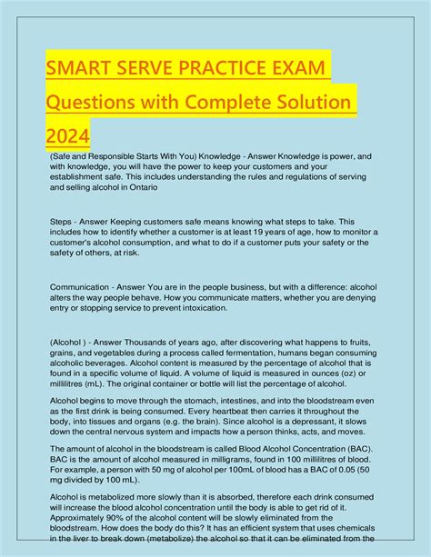 SMART SERVE Practice Test Questions With Complete Solution 2023 2024
