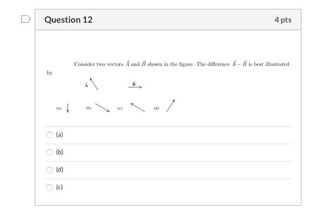 Solved Question 12 4 Pts Consider Two Vectors A And B Shown Chegg