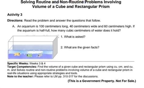 solved solving routine and non routine problems involving volume of a cube and rectangular